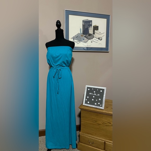 LOFT | Dresses | Loft Turquoise Strapless Maxi Dress | Poshmark